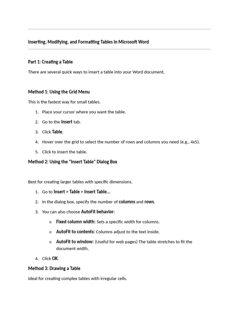 Mastering Tables in Microsoft Word | PDF | Comma Separated Values ...