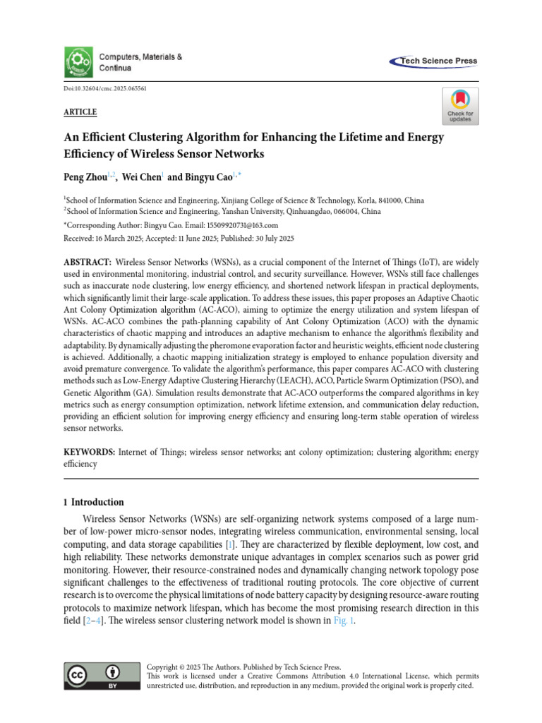 2025 - An Efficient Clustering Algorithm For Enhancing The Lifetime and Energy Efficiency of ...