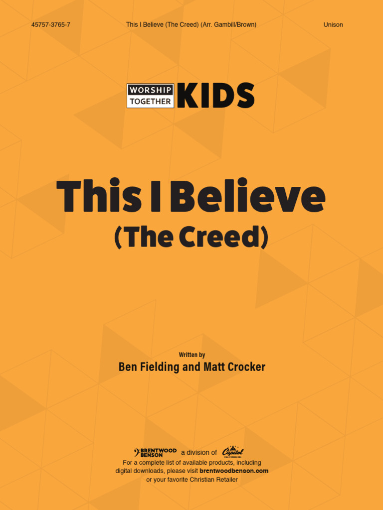 This I Believe (The Creed) Kids Song | PDF