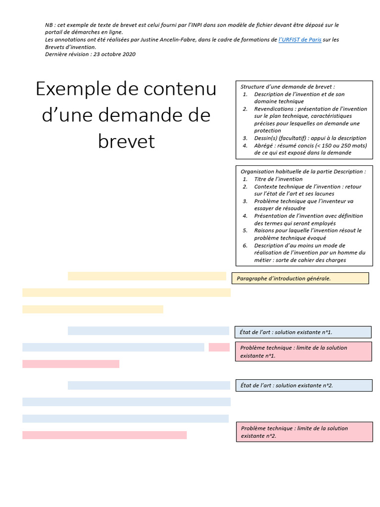 Exemple de demande de brevet d'invention | PDF | Brevet | Dépôt de brevet