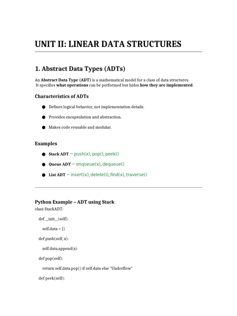 Unit II Linear Data Structures | PDF | Queue (Abstract Data Type) | Computing