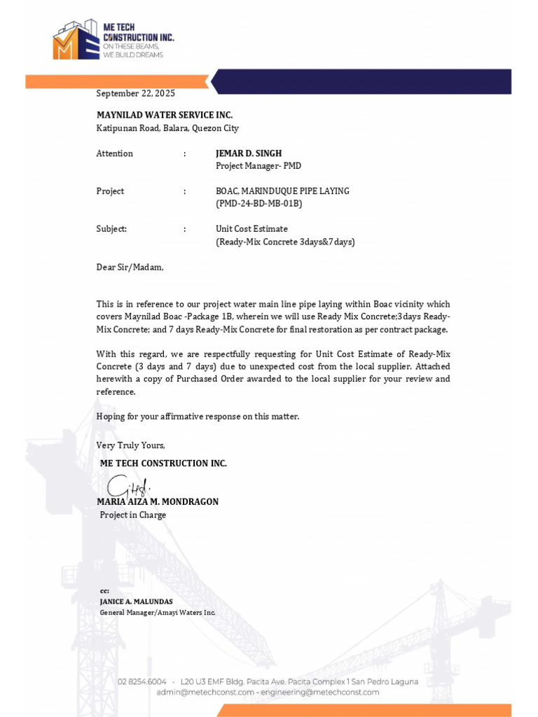 Annex A - Contractor's Request Letter | PDF