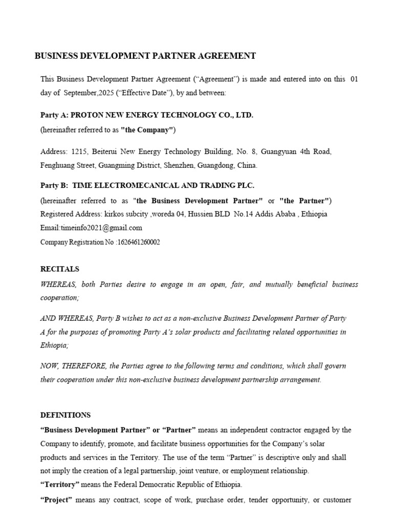 Business Development Partner Agreement | PDF | Indemnity | Intellectual ...