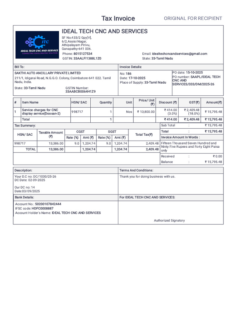 Sakthi Auto Ancillary Private Limited - 186 - 17!10!2025 | PDF | Rupee ...