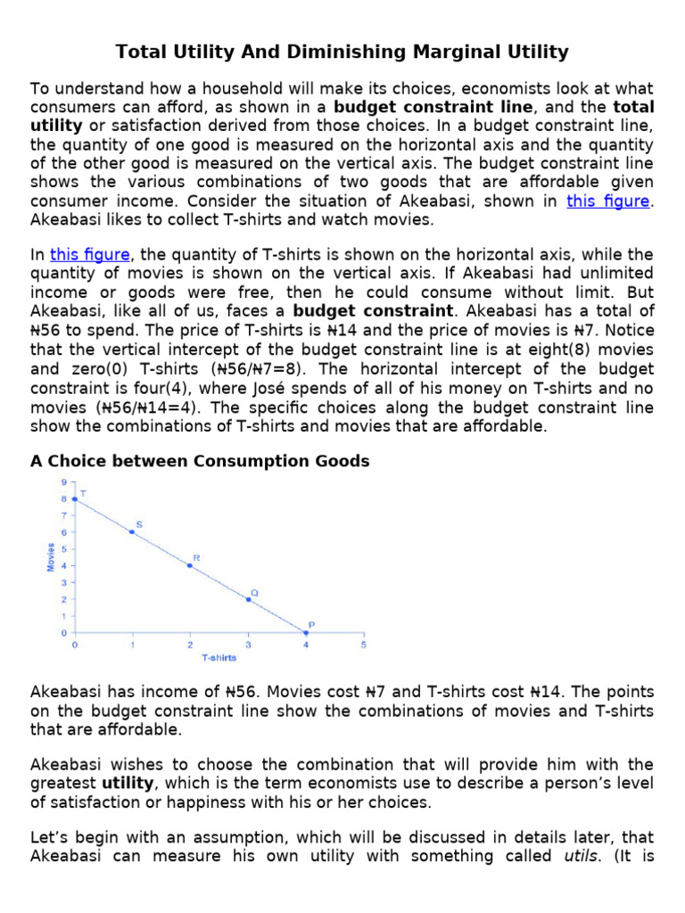Total Utility & Diminishing Marginal Utility | PDF | Utility | Goods