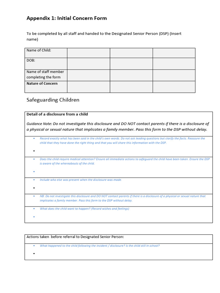 Broomfields Inital Concern Form LC 5CJ (1) - 0 | PDF