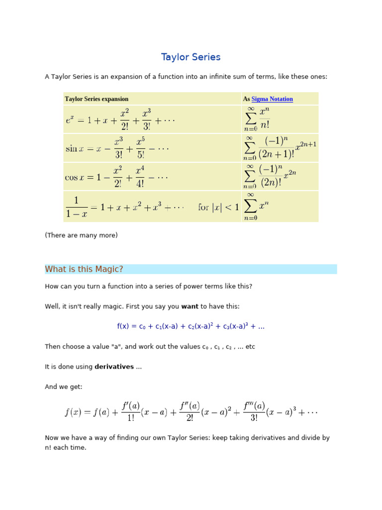 Taylor Series | PDF