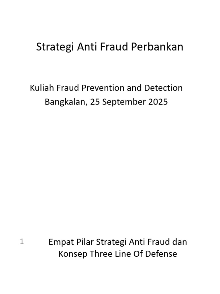 Strategi 4 Pilar Anti Fraud Perbankan | PDF