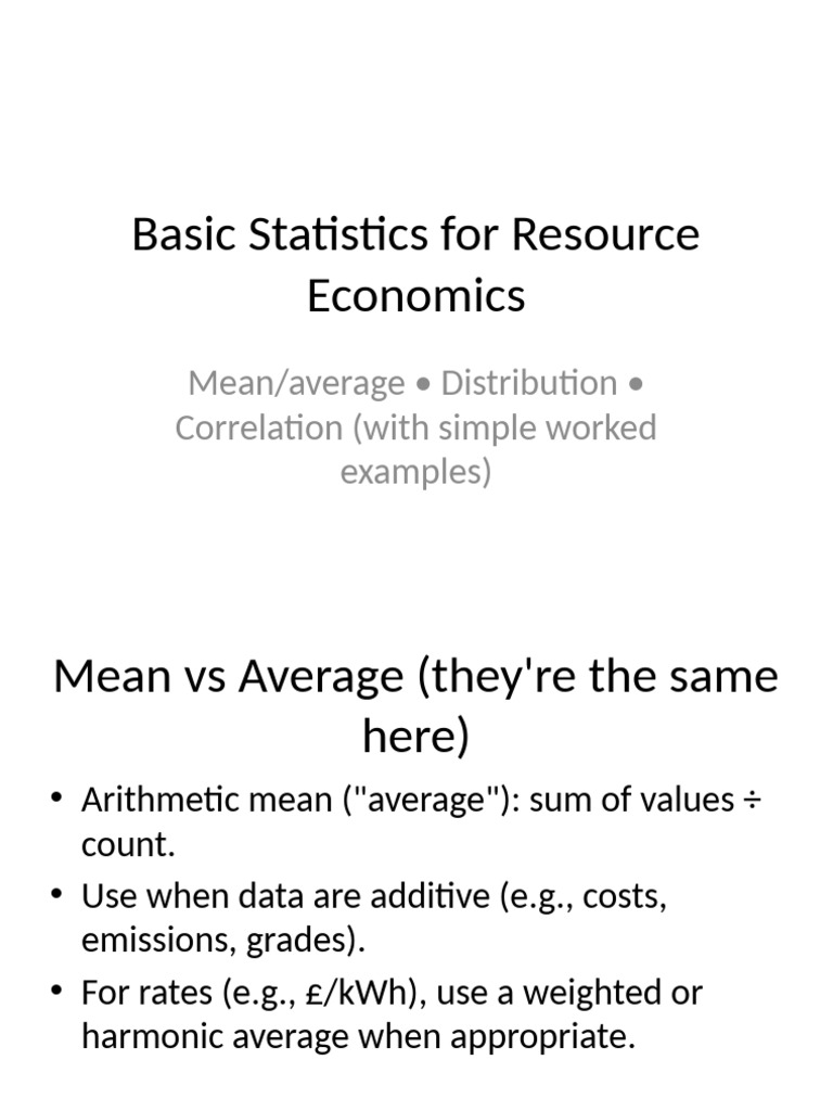 Basic Statistics Resource Econ | PDF | Mean | Skewness