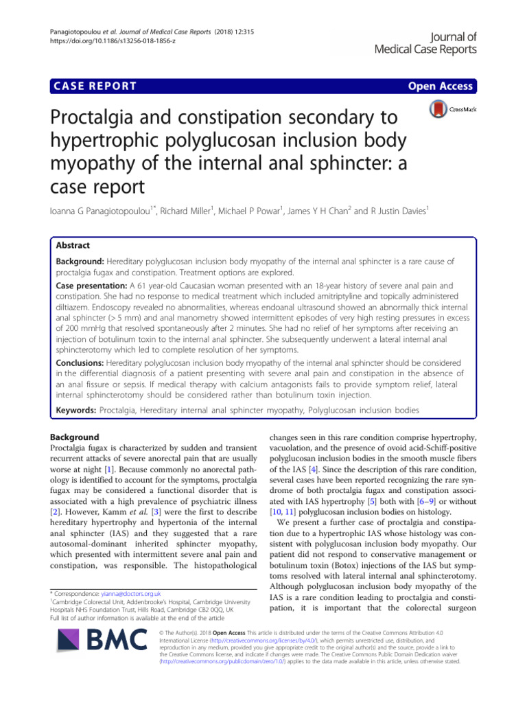 Proctalgia and Constipation from IAS Myopathy | PDF | Constipation ...