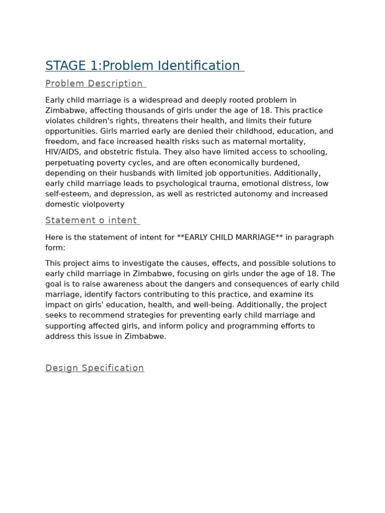 Solutions to Early Child Marriage in Zimbabwe | PDF | Child Marriage ...