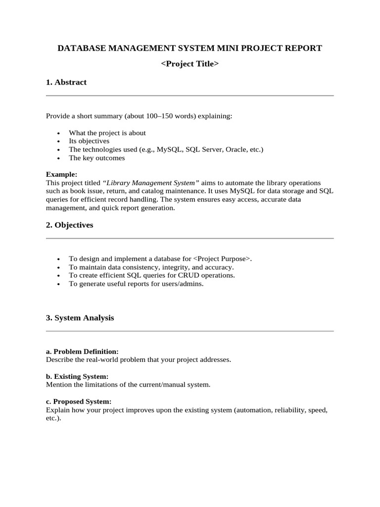 Database Management System Mini Project Report | PDF | Databases | Sql