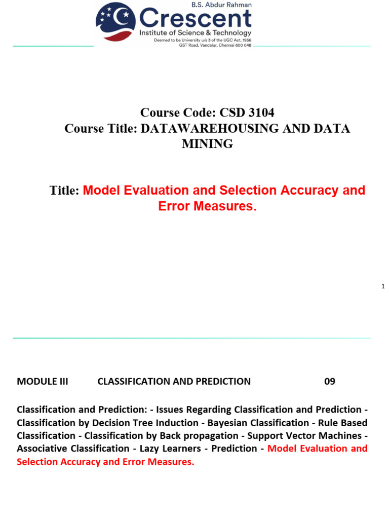 PART-6-Model Evaluation and Selection Accuracy and Error Measures. | PDF | Sensitivity And ...
