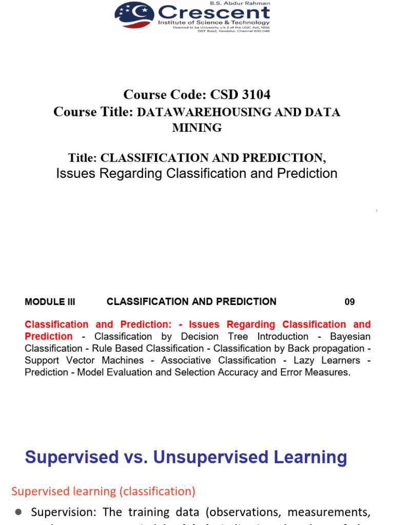 Part 1 Classification and Prediction Introduction | PDF | Statistical Classification | Support ...