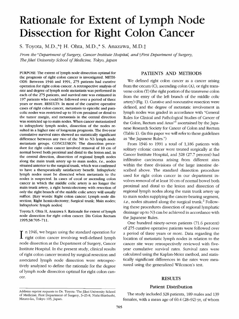 Rationale For Extent of Lymph Node Dissection For Right Colon Cancer ...
