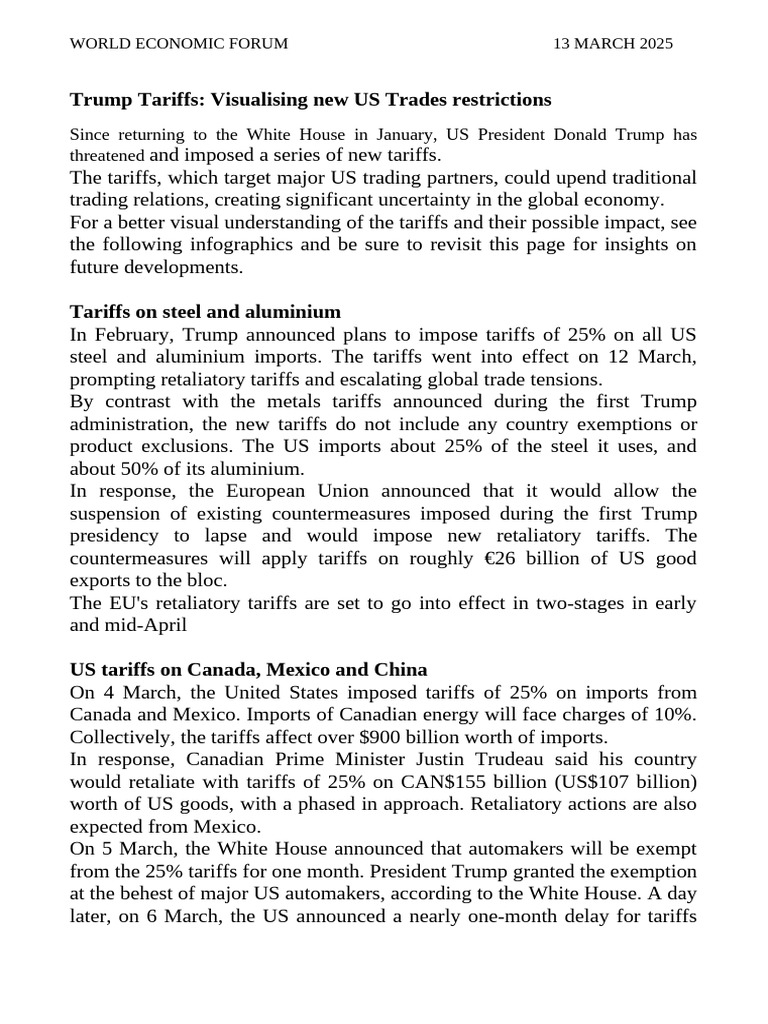 Trump Tariffs Impact on US Trade 2025 | PDF | Most Favoured Nation ...
