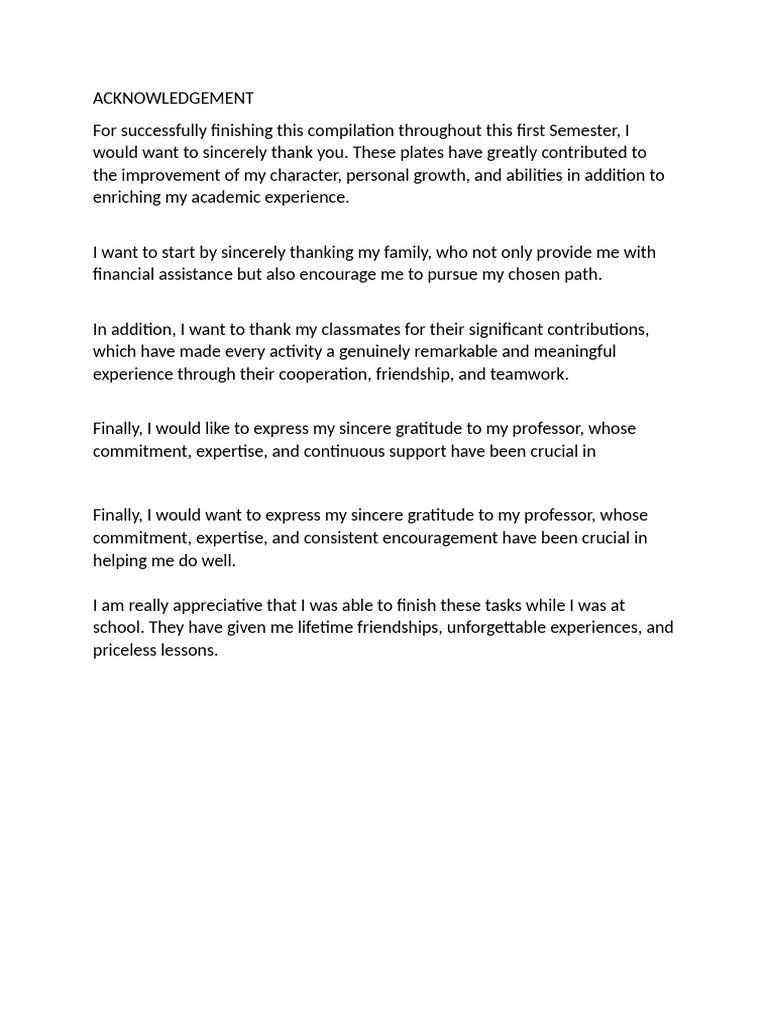 Acknowledgement | PDF | Technical Drawing