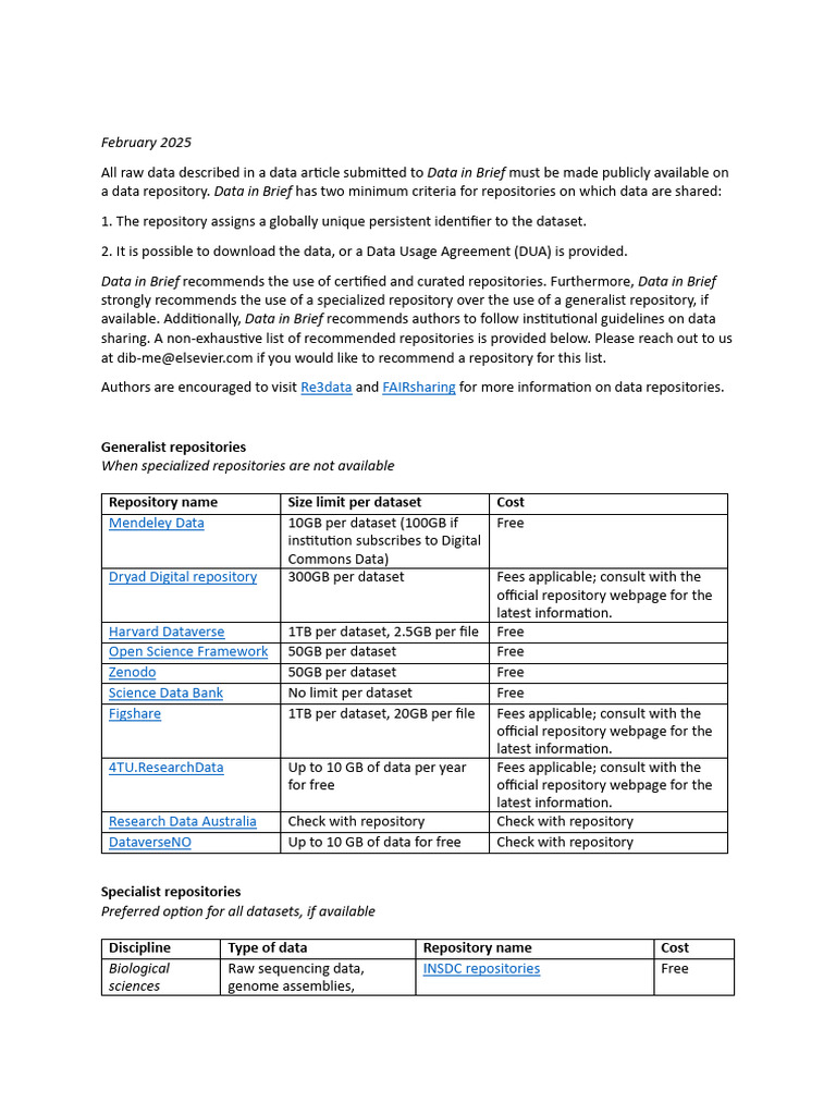 Recommended Data Repositories Guide | PDF | Neuroimaging | Genomics