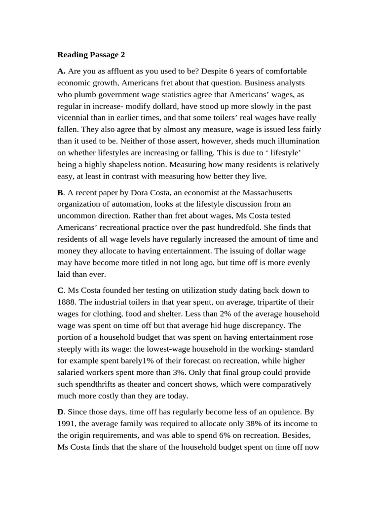 Reading Passage 2 | PDF | Income | Economies