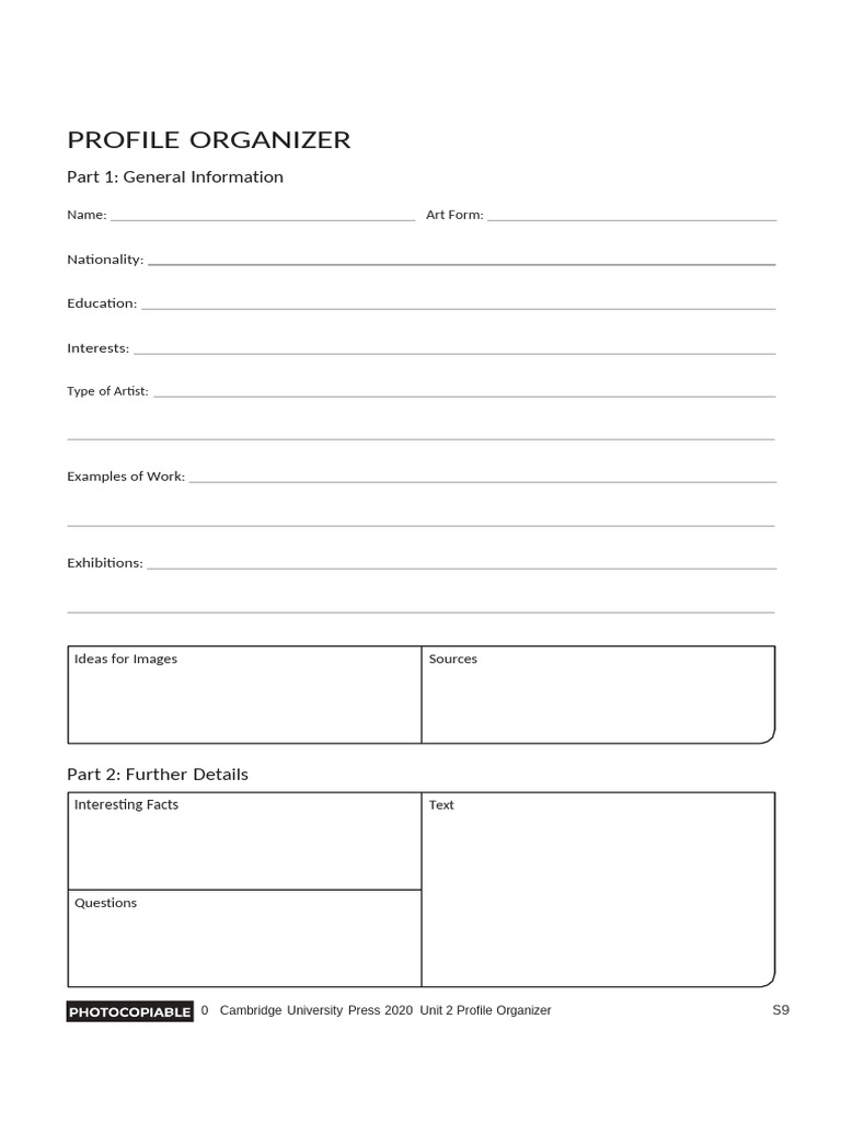 Artist Profile Organizer Template | PDF