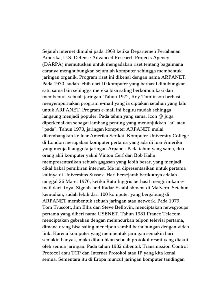 Sejarah dan Manfaat Internet 1969-1990 | PDF
