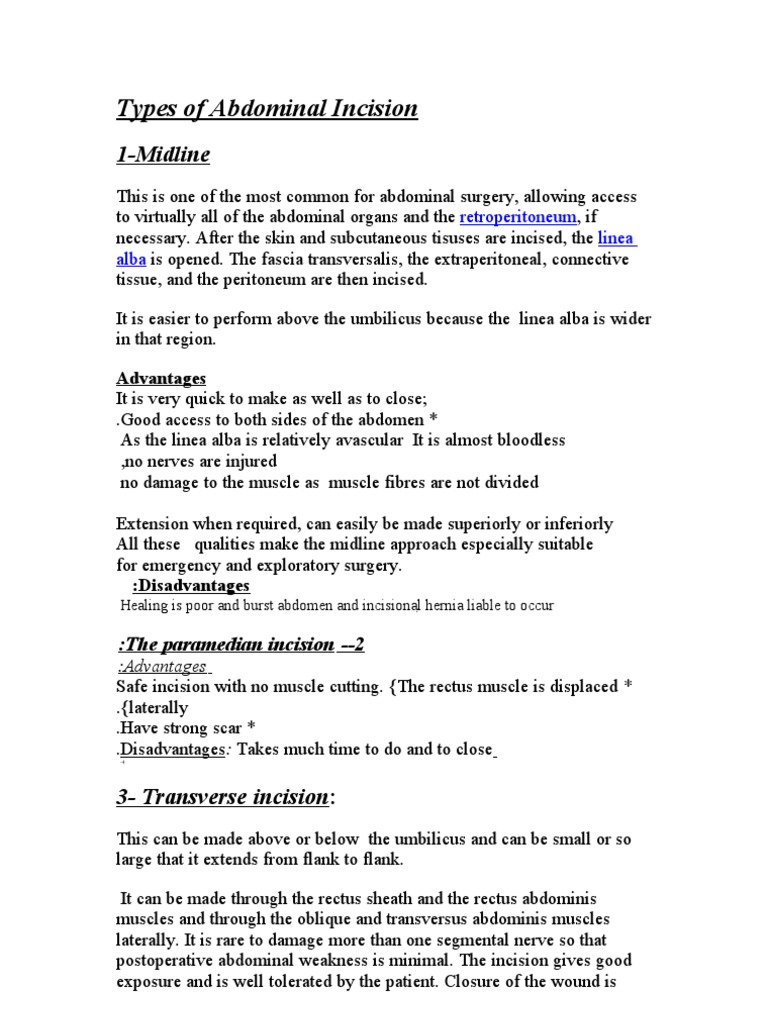 Types of Incision 3 | PDF | Abdomen | Musculoskeletal System