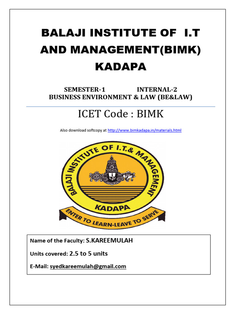 2nd Mid - Be & Law-Balaji College-Bimk, Kadapa | PDF | Consideration ...