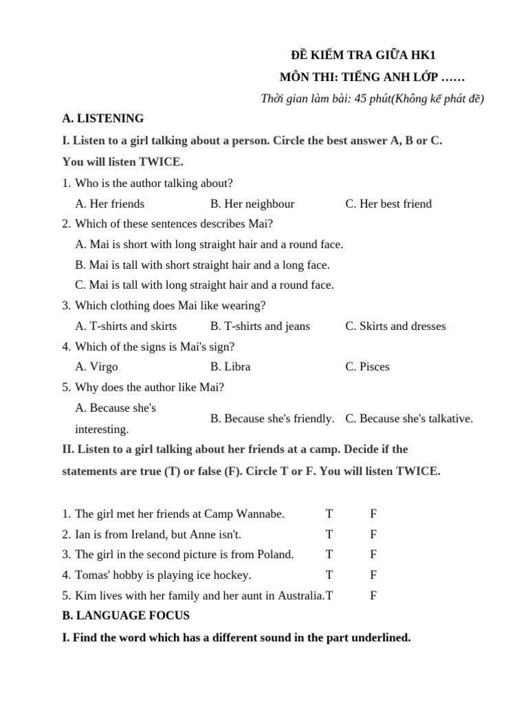 English Midterm Exam for Grade Students | PDF | Linguistics | Syntax