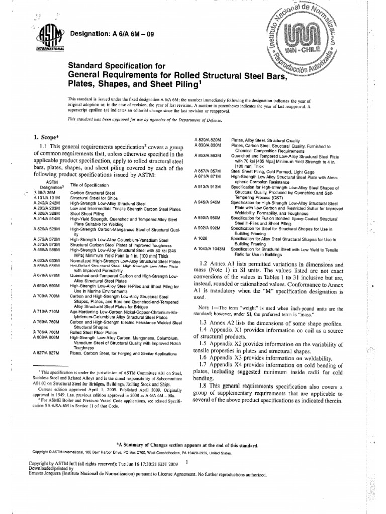 ASTM A6 - 2009 - Specification for General Requirments for Rolled ...