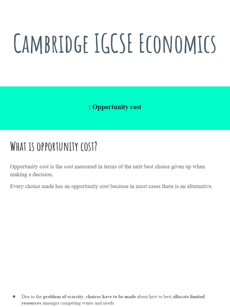 Understanding Opportunity Cost in Economics | PDF
