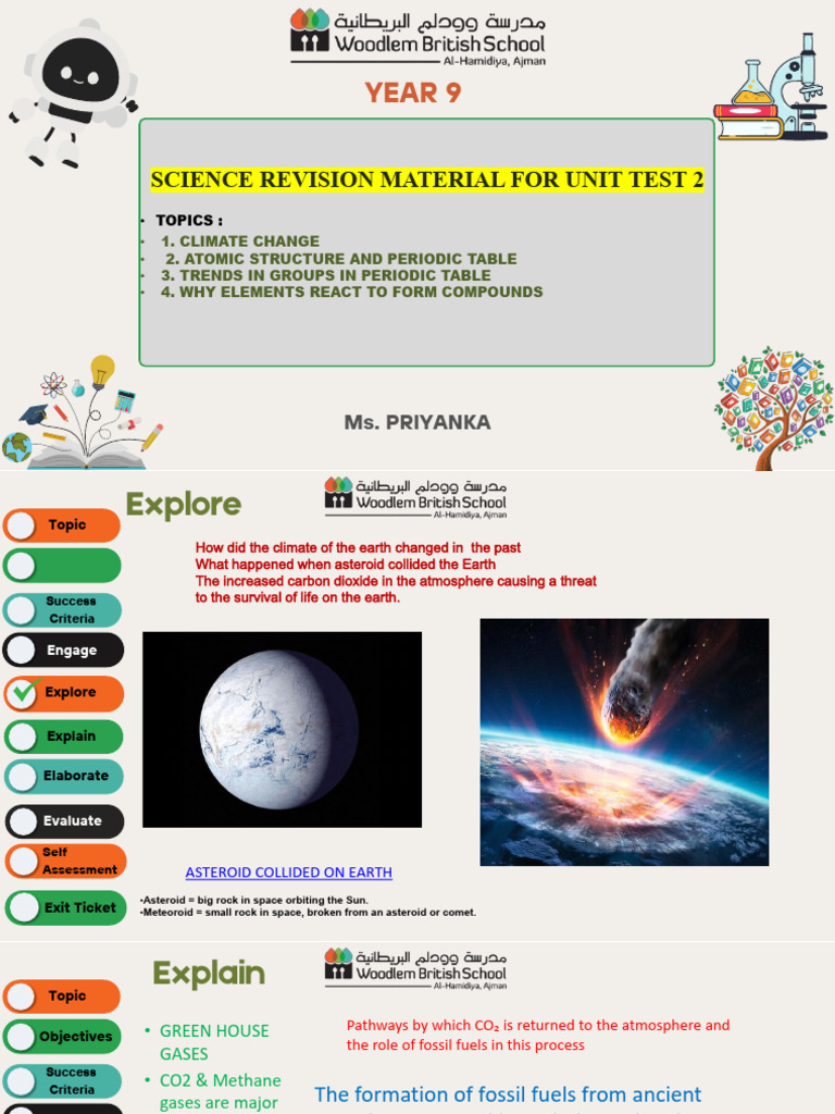 Year 9 Science Revision: Climate & Atoms | PDF | Ion | Chemical Bond