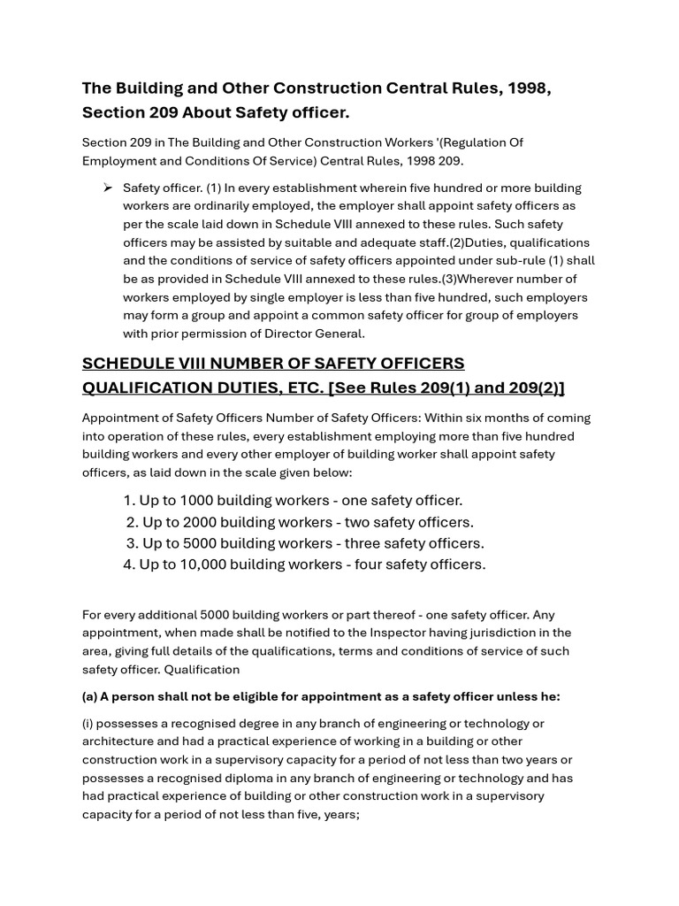 Safety Officer Requirements in Factories | PDF | Safety | Occupational ...