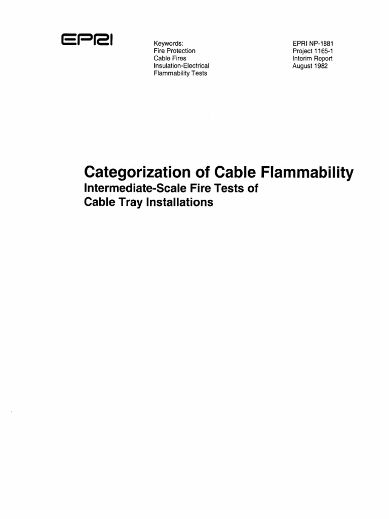 NP-1881 - Categorization of Cable Flammability - Intermediate-Scale ...
