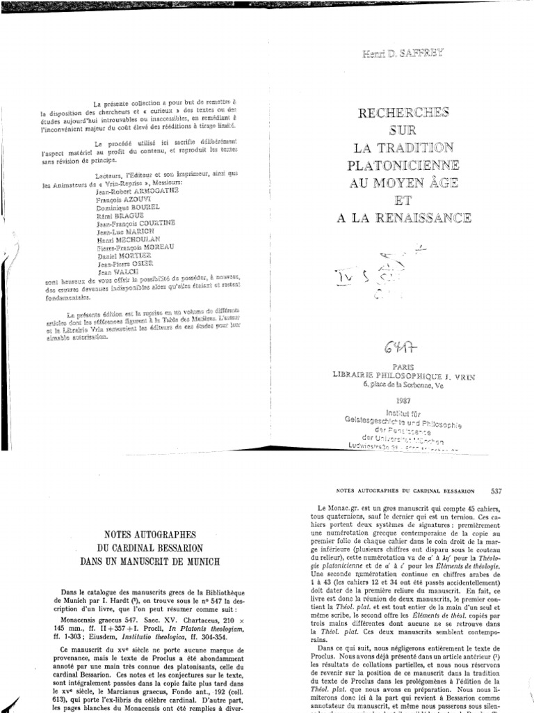 Saffrey 1965 | PDF