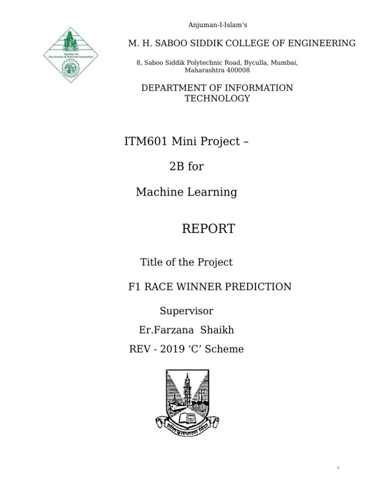 F1 Race Winner Prediction Project Report | PDF | Errors And Residuals ...