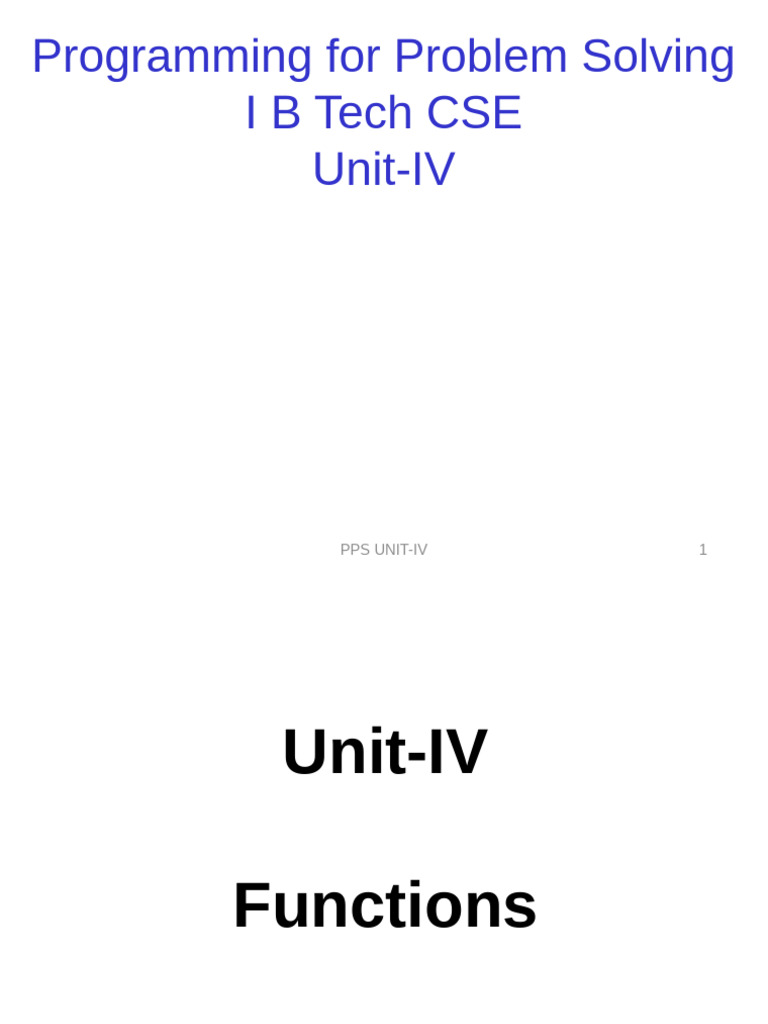 PPS Unit-IV | PDF | Pointer (Computer Programming) | Parameter (Computer Programming)