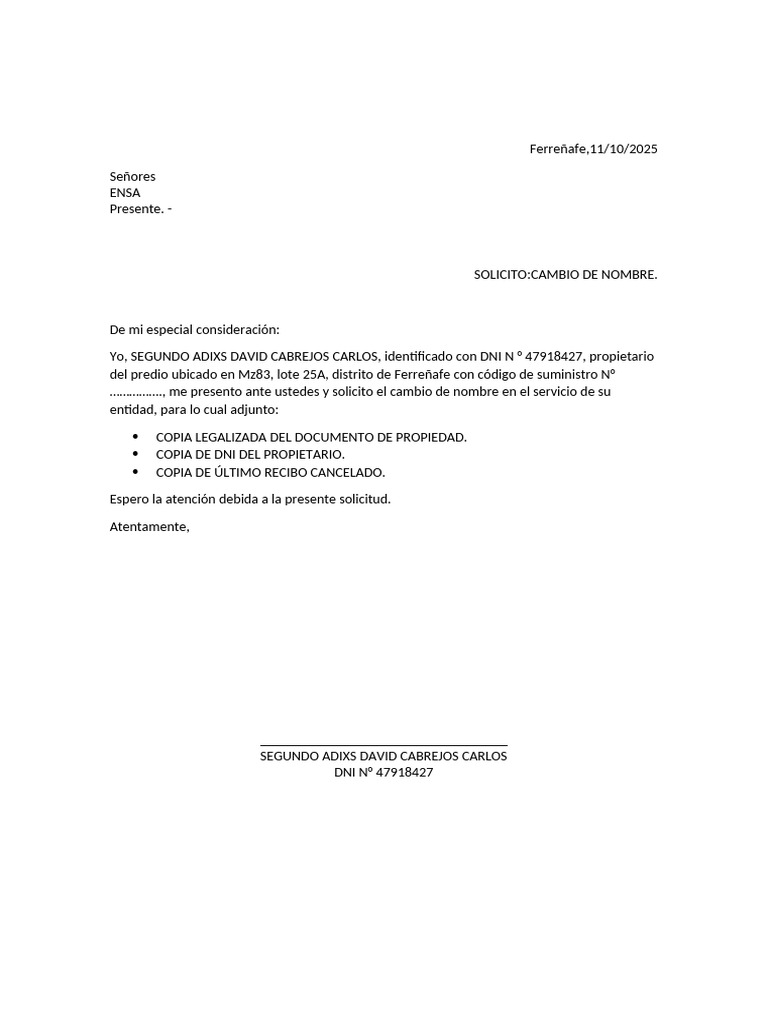 Modelo Solicitud General | PDF