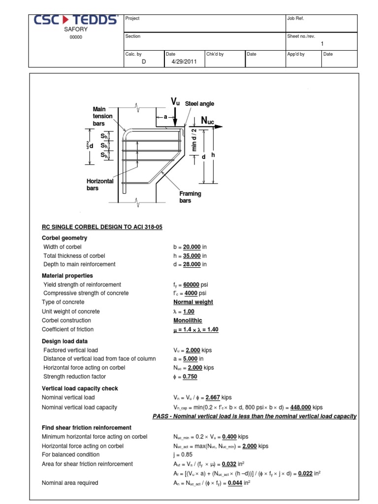 RC Corbel Design per ACI 318-05 | PDF | Strength Of Materials ...