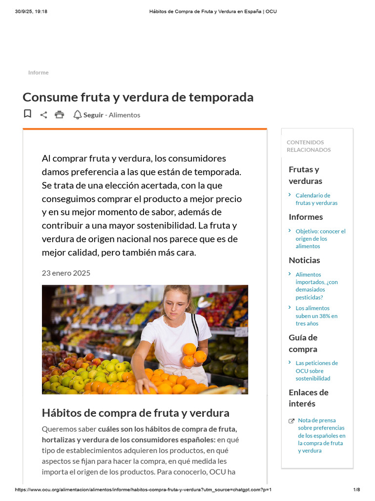 Hábitos de Compra de Fruta y Verdura en España - OCU | PDF | Fruta ...