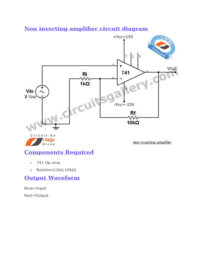 Non Inverting Amplifier Circuit Diagram | PDF