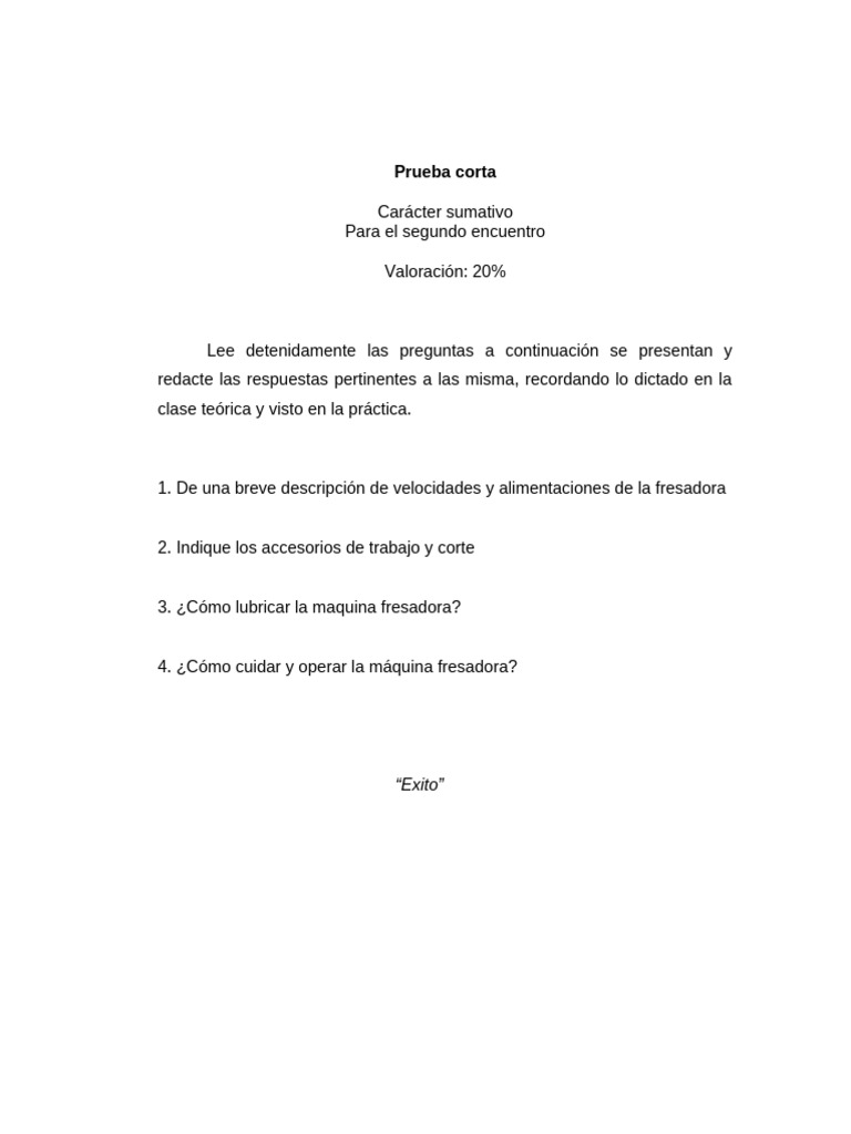 Prueba Corta | PDF