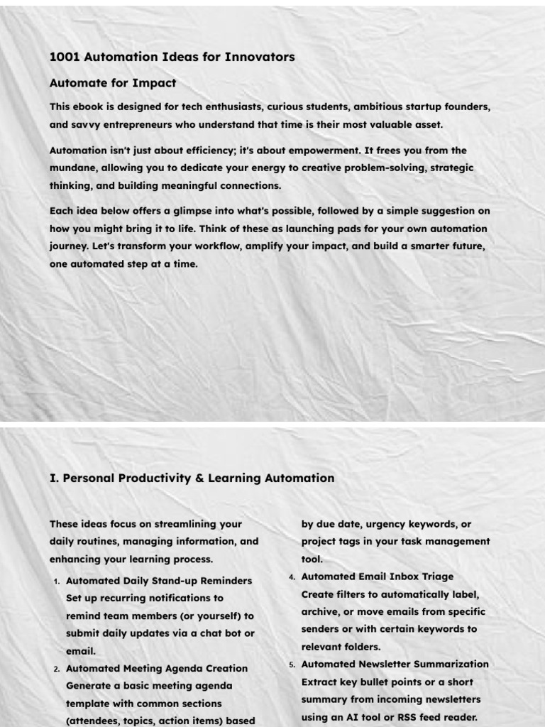 1001 Automation Ideas for Innovators | PDF | Customer Relationship ...