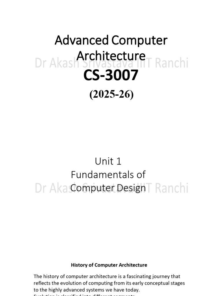 Advanced Computer Architecture LECTURE NOTES TILL MID SEM 2025 | PDF ...