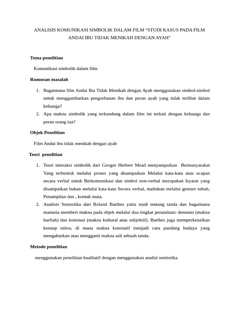Analisis Simbolik Film "Andai Ibu" | PDF