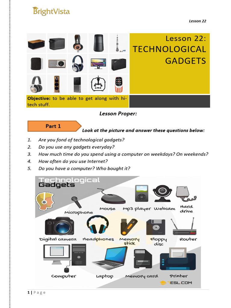 B Lesson 22 Technological Gadgets | PDF