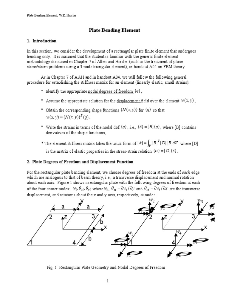 Rectangular Plate Bending Element | PDF | Finite Element Method | Bending