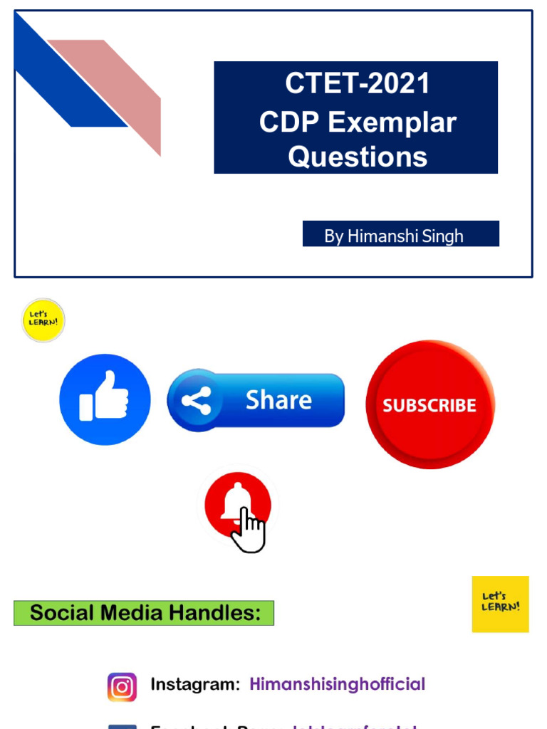 CTET 2021 CDP Question Bank | PDF | Cognitive Psychology | Intelligence