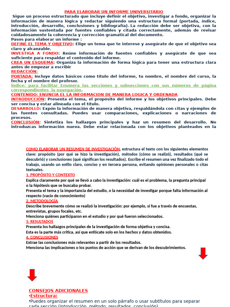 Cómo elaborar un informe universitario | PDF | Infografia | Datos