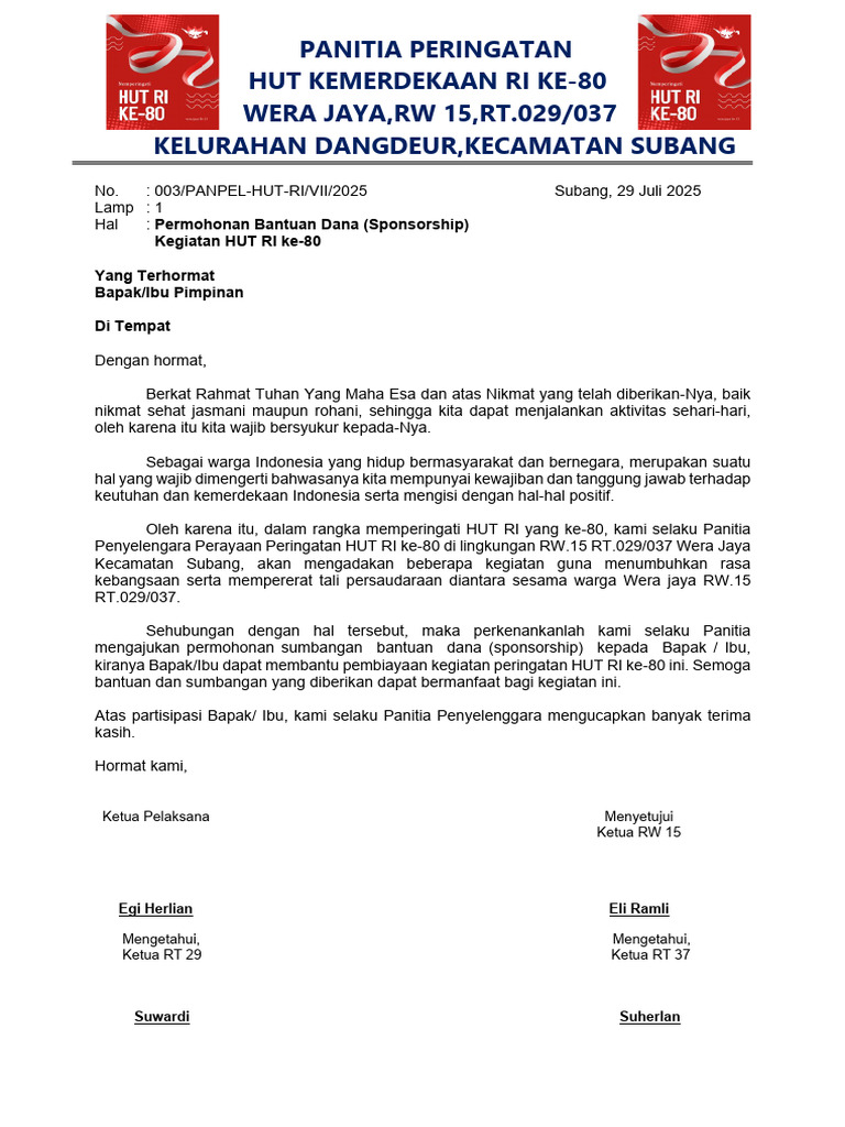 003 - Proposal Kegiatan Agustusan | PDF