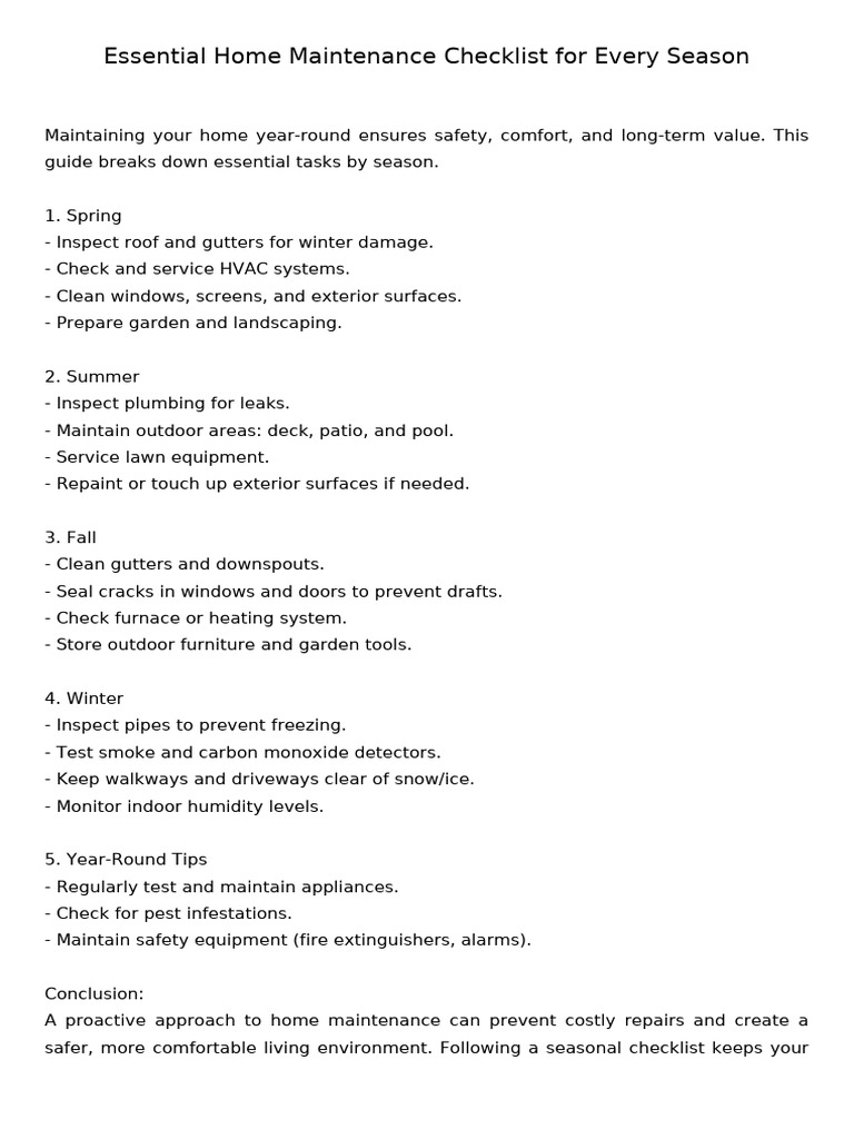 03 Home Maintenance Checklist | PDF